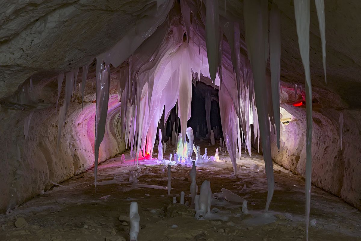 Winter wonderland in caves of Pinega