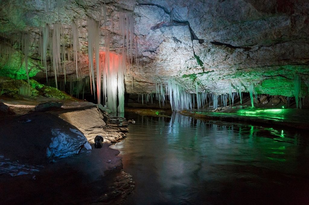 Winter wonderland in caves of Pinega